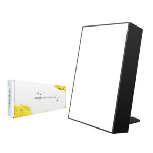 amzcool 10,000 lux happy energy light therapy simulated natural sunlight full spectrum led lamp light box portable thin border high design quality aluminum alloy material