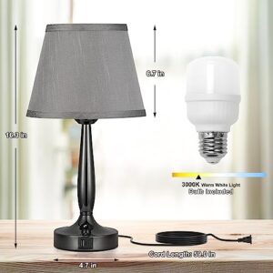 Kakanuo Touch Table Lamp for Bedroom, Small Bedside Lamp with USB C Charging Port, 3 Way Dimmable Touch Control Nightstand Lamp for Living Room and Office, LED Bulb Included