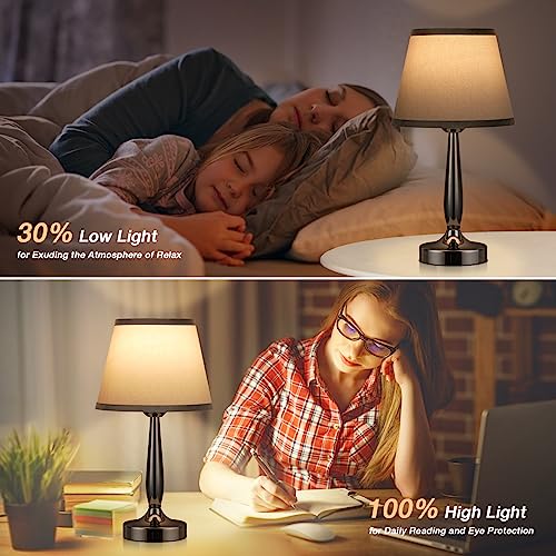 Kakanuo Touch Table Lamp for Bedroom, Small Bedside Lamp with USB C Charging Port, 3 Way Dimmable Touch Control Nightstand Lamp for Living Room and Office, LED Bulb Included