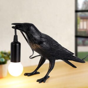 ovanus crow lamp - raven lamp adjustable brightness with bulb，bird lamp，crow light decor for bedside bedroom living room decor