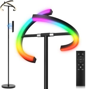 sibrille upgraded rgbcw floor lamp, bright color changing rgb standing lamp, modern stepless dimmable led tall lamp with remote control, 20w 3000-6000k floor lamps for living room, bedroom, office