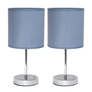 simple designs lt2007-prp chrome mini basic table lamp with fabric shade, periwinkle purple