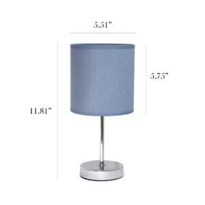 Simple Designs LT2007-PRP Chrome Mini Basic Table Lamp with Fabric Shade, Periwinkle Purple