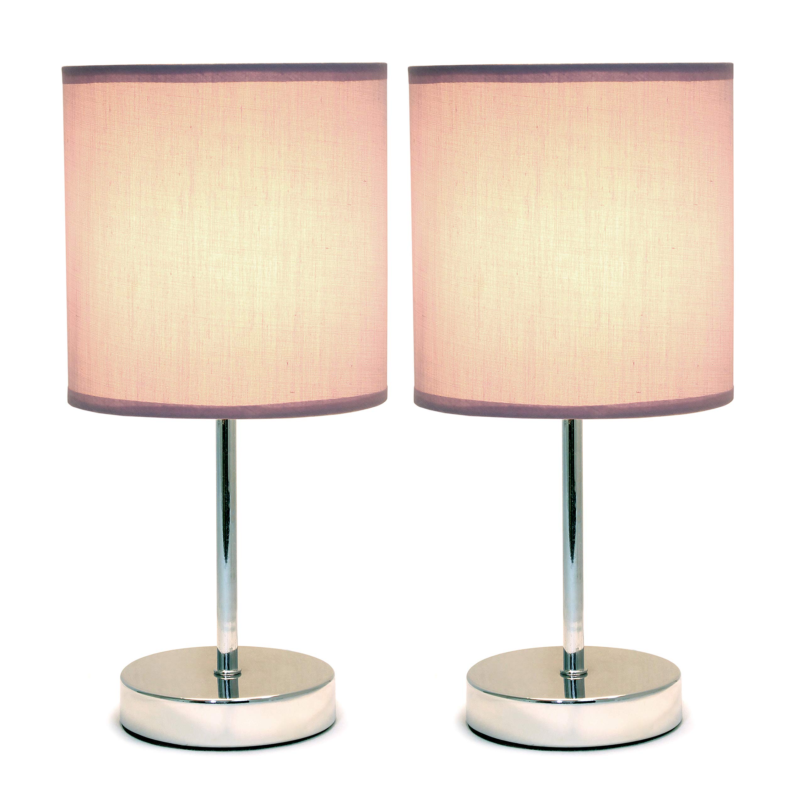 Simple Designs LT2007-PRP Chrome Mini Basic Table Lamp with Fabric Shade, Periwinkle Purple