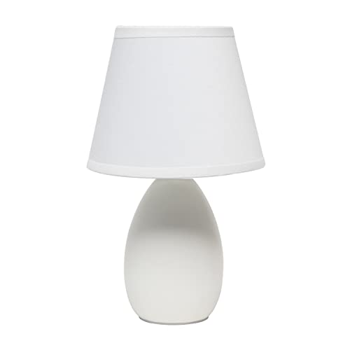 Simple Designs LT2009-OFF Mini Egg Oval Ceramic Table Desk Lamp, Off White , 5.51 x 5.51 x 9.45