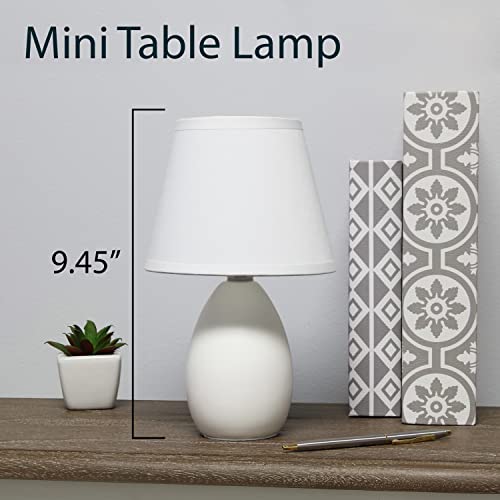 Simple Designs LT2009-OFF Mini Egg Oval Ceramic Table Desk Lamp, Off White , 5.51 x 5.51 x 9.45