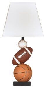 signature design by ashley nyx youth 24" baseball & football athletic table lamp, brown & orange