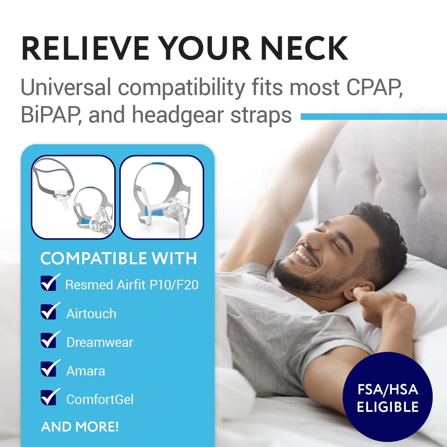 Impresa CPAP Neck Pad Cushions - Universal Headgear/Mask Head Strap Covers - Compatible with Resmed Airfit P10 / F20, Airtouch, Dreamwear and Many More Models - Reduces Face and Neck Irritation