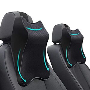 SEAHOME Car Seat Headrest Neck Rest Cushion - Ergonomic Car Neck Pillow Durable 100% Pure Memory Foam Carseat Neck Support - Comfty Car Seat Back Pillows for Neck/Back Pain Relief (Black 2pcs)