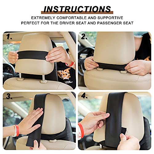 SEAHOME Car Seat Headrest Neck Rest Cushion - Ergonomic Car Neck Pillow Durable 100% Pure Memory Foam Carseat Neck Support - Comfty Car Seat Back Pillows for Neck/Back Pain Relief (Black 2pcs)