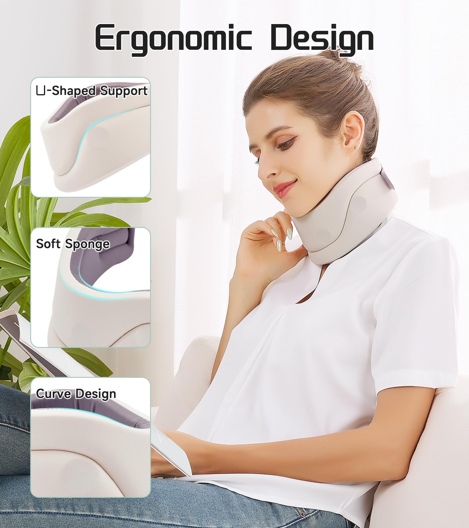 Neck Brace for Neck Pain and Support for Women,Men-Cervical Collar-Vertebrae Whiplash Wrap for Posture,Sleeping-Spinal Support and Spine Pressure-Soft Neck Brace for Pinched Nerve (Large(14-18 Inch))