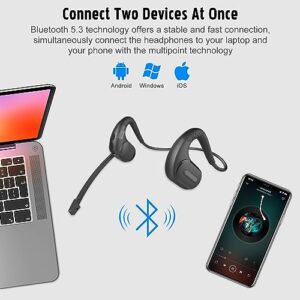 Giveet Bluetooth 5.3 Headset with Detachable Microphone, DSP Noise Cancelling Wireless Headset for Phone PC Laptop, Open Ear Comfort Headphones for Office Home Working Driving Running, 12 Hrs Playtime