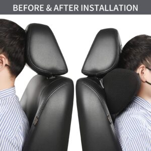 iwantit® Car Neck Pillows with Memory Foam,Automotive Seat Cushions of Headrests for Relieving Neck Stiffness &Supporting with Adjustable Straps and Comfy Outer Cover(Black,1Package, Large Size)