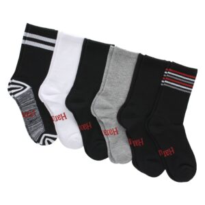 hanes originals ultimate women's, ankle and no show socks, 6-pack, crew-black white stripe assorted6 pack, 5-9