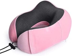 memory foam u-shaped travel pillow neck support head rest car plane soft cushion (pink)