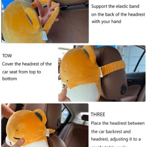 Car Headrest Pillow，Neck Pain Relief with Adjustable Strap，Comfortable Soft Car Seat Pillow for Driving,Head Rest Cushion,Cute Neck Pillow for Travelling and Home 2 Pieces