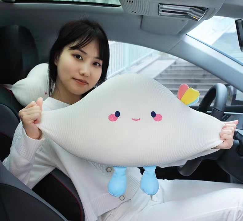 WJIANKPA Car Neck Pillow,Female Car Neck Pillow,Cute Car Headrest,Neck Support Cushion (2 pcs) (Cloud headrests -2pcs)