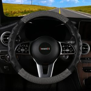 iwantit Black Car Seat Neck Pillow and The Black/White Gel Steering Wheel Cover