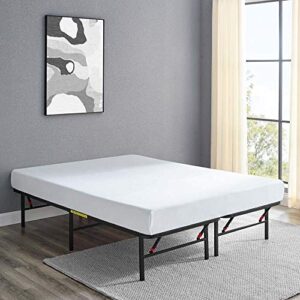 Amazon Basics Foldable Metal Platform Bed Frame with Tool Free Setup, 14 Inches High, Sturdy Steel Frame, No Box Spring Needed, King, Black