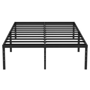 caplisave king size bed frame metal platform, max 3500lbs heavy duty metal slat support, 18 inch high underbed storage king bed frames, easy assembly, no box spring needed, black