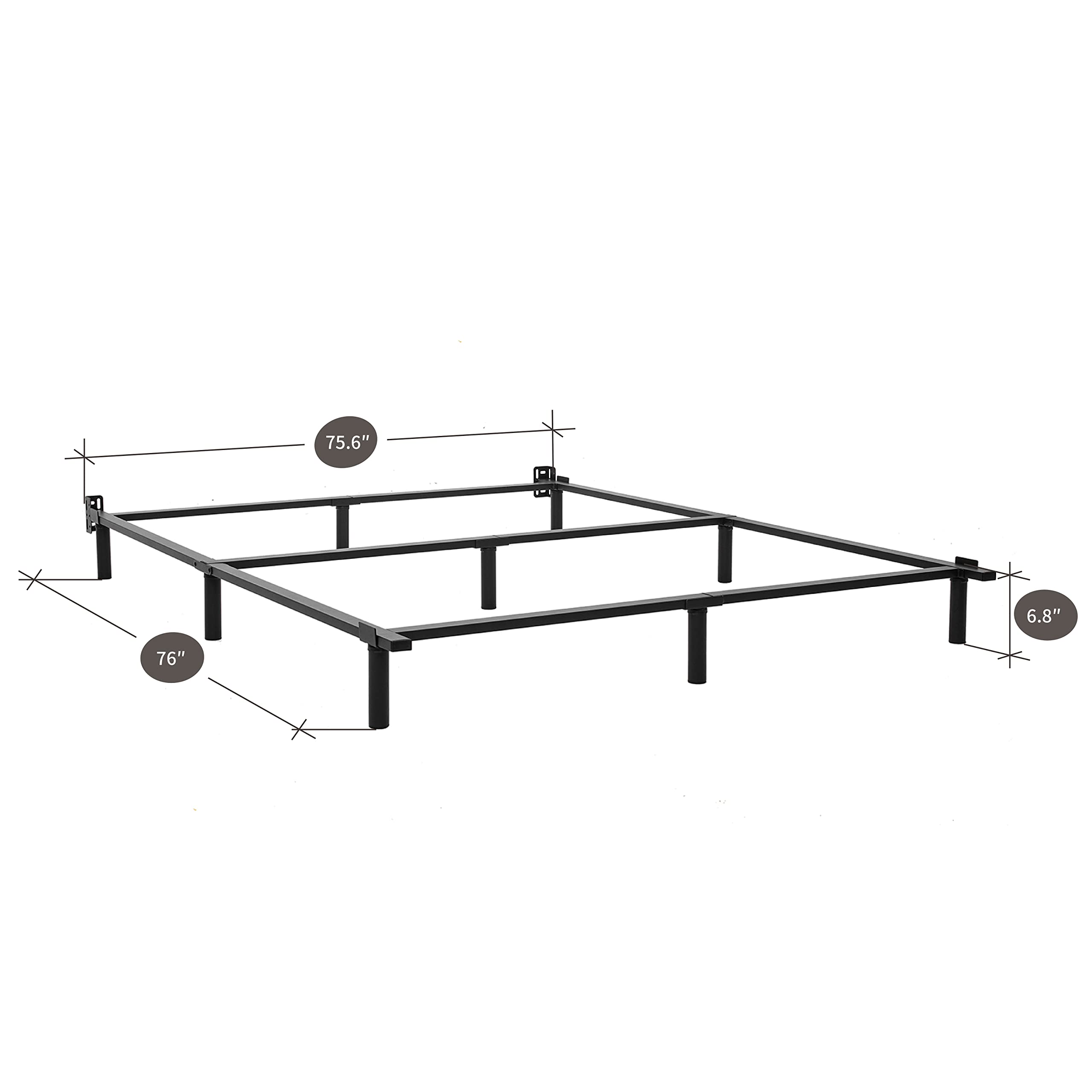 Mofesun Metal Bed Frame King - Black Metal Platform Bed 9-Leg Base, Tool Free Easy Assembly for Box Spring and Mattress (King)