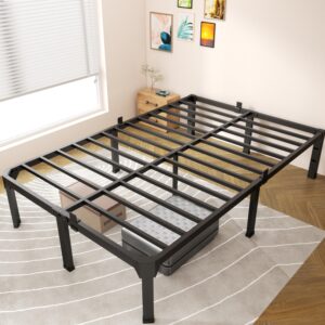 Superay 14 Inch Metal King Size Bed Frame with Mattress Slide Stopper - Double Black Basic Steel Slats Platform, Easy Assembly Heavy Duty Noise Free Bedframes, No Box Spring Needed