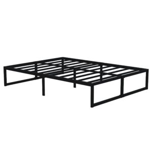 Lutown-Teen 16 Inch King Size Bed Frame Sturdy Mattress Foundation, Heavy Duty Metal Platform with Steel Slats Support No Box Spring Needed, Noise Free, Easy Assembly, Black