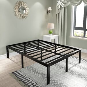 45MinST 3600lbs Heavy Duty Reinforced Platform, 18 Inch Tall Mattress Foundation, Steel Slats Support Bed Frame with Underbed Storage, Easy Assembly and Non Squeak, King