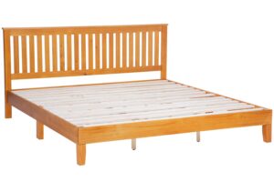 mkdlufei wooden bed frame, king headboard and frame with complete headboard, wood bed frame with 14 strong wooden slats, wood platform bed, no box spring needed, king bed frame wood, king - natural