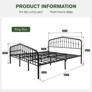 MUTICOR King Size Metal Platform Bed Frame with Victorian Style Wrought Iron-Art Headboard/Footboard,No Box Spring Required,Easy Assembly,Black