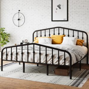 MUTICOR King Size Metal Platform Bed Frame with Victorian Style Wrought Iron-Art Headboard/Footboard,No Box Spring Required,Easy Assembly,Black