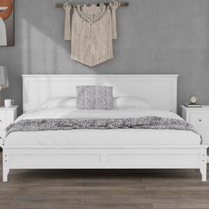 ftopbtb king size solid wood platform bed frame with modern style headboard/footboard