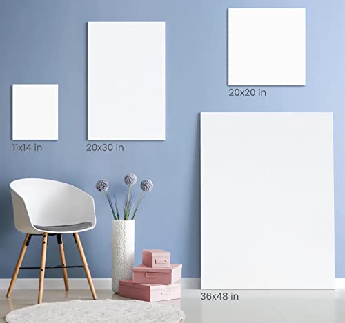 ARTEZA Stretched Canvas, 24 x 30 Inches, Pack of 6, Blank White Large Canvas Boards for Acrylic, Oil and Gouache Painting