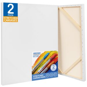 fixsmith stretched white blank canvas - 24x36 inch, 2 pack,primed large canvas,100% cotton,5/8 inch profile of super value pack for acrylics,oils & other painting media