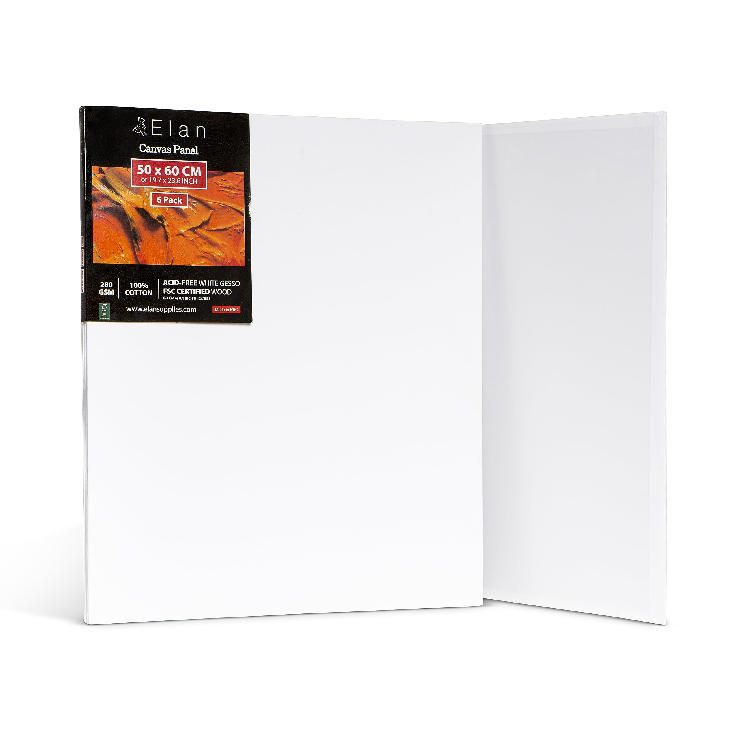 Elan Cotton Canvas Panels 20x24, 6-Pack Canvas Boards for Painting, Painting Canvas, Canvases for Painting, Art Board Bulk, Art Canvas Board, Blank Canvas Panel, Plain Canvas Board Art Canvas Panels