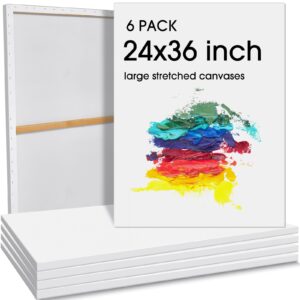 sherr 6 pieces 24 x 36 inch cotton blank canvas for painting stretched canvas painting canvas for oil paint acrylics