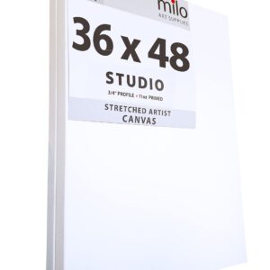 milo Pro Stretched Artist Canvas | 36x48 inch | Pack of 2 | 3/4” inch Thick Studio Profile | Ready to Paint 11 oz Primed Heavy Duty Large Canvas Art Supplies for Painting