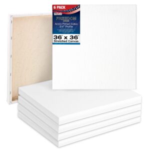 u.s. art supply 36 x 36 inch stretched canvas 12-ounce triple primed, 6-pack - professional artist quality white blank 3/4" profile, 100% cotton, heavy-weight gesso - acrylic pouring, oil painting