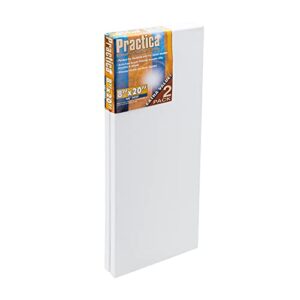 practica economy stretched cotton canvas - acid-free acrylic primed canvas for acrylics, pastels, graphite, & more! - [2-pack - 8x20]