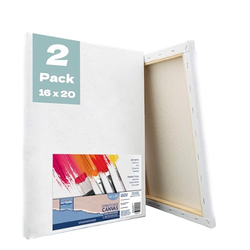 ArtSkills Stretched Canvases for Painting, 16x20 Canvas Painting Supplies for Artists, Blank Canvas Pack, 2-Pack