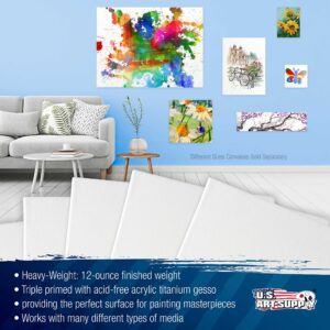 U.S. Art Supply 18 x 24 inch Stretched Canvas 12-Ounce Primed 6-Pack - Professional White Blank 3/4" Profile Heavy-Weight Gesso Acid Free Bulk Pack - Painting, Acrylic Pouring, Oil Paint