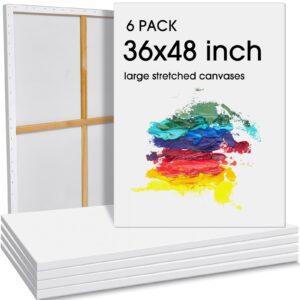 sherr 3 pcs 48 x 36 inch large canvas for painting cotton stretched canvas blank white canvases triple primed painting canvas profile blank canvases for watercolor acrylics oil painting