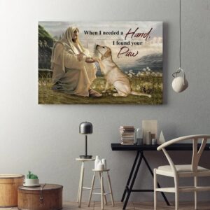 jesus christ & labrador retriever canvas painting, jesus christ canvas painting, labrador retriever canvas painting poster, canvas painting for home interior decoration (canvas ready to hang, 24x36)