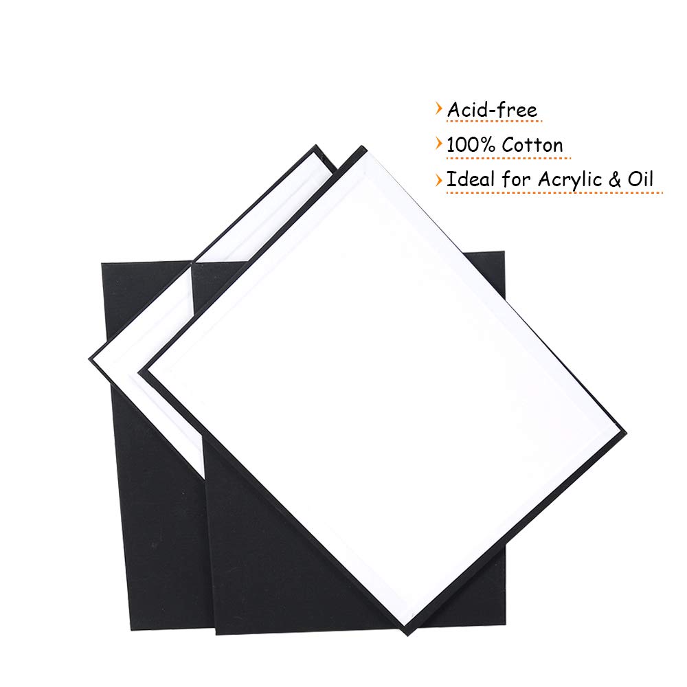 CONDA Black Canvases for Painting, Canvas Panels 8x10 inch, Pack of 14, 100% Cotton Acid-Free, 8 oz Gesso-Primed, Art Boards for Oil & Acrylic Painting