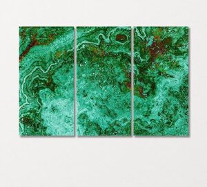 emerald green marble canvas print 3 panels / 36x24 inches