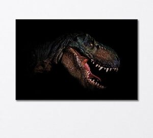 dinosaur head in the dark canvas print 1 panel / 36x24 inches