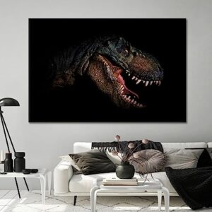 Dinosaur Head in the Dark Canvas Print 1 Panel / 36x24 inches