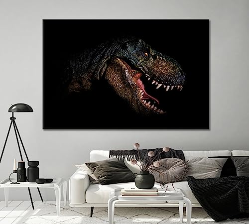 Dinosaur Head in the Dark Canvas Print 1 Panel / 36x24 inches