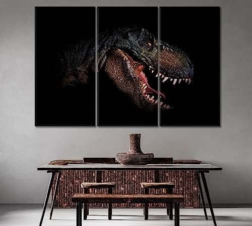 Dinosaur Head in the Dark Canvas Print 1 Panel / 36x24 inches