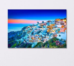 fira town on santorini island greece canvas print 1 panel / 36x24 inches